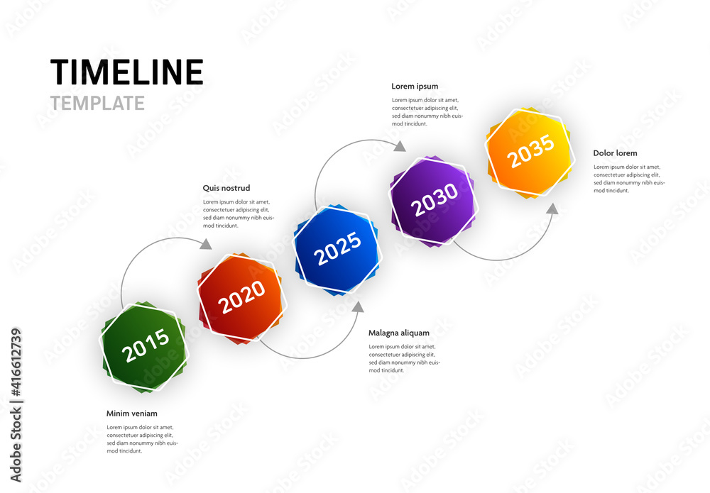 5 Option Infographic Timeline Layout Stock Template | Adobe Stock