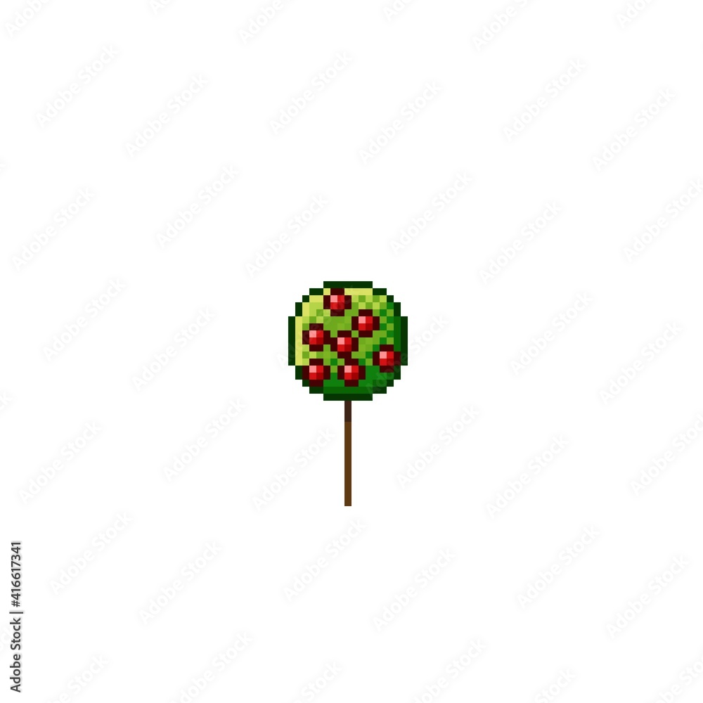 Apple tree pixel art. Vector picture. Stock Vector | Adobe Stock
