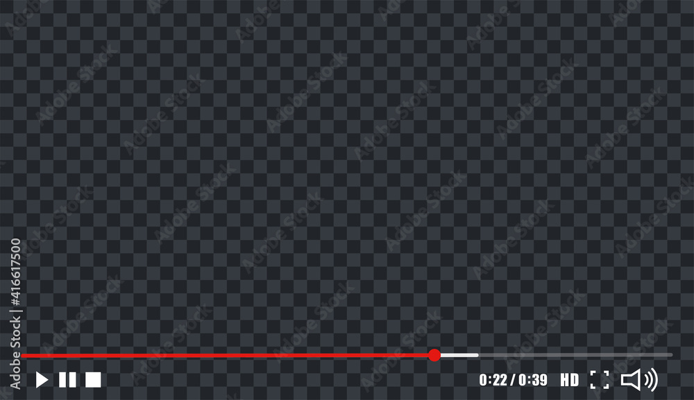 Video player interface on transparent background. Media player window ...