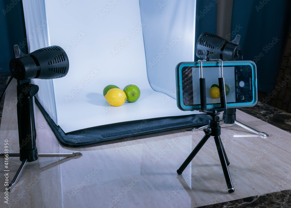 behind the scene of mobile product photography Stock Photo | Adobe Stock