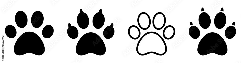 Paw print icons set. Dog paw. Cat paw symbol vector Stock Vector ...