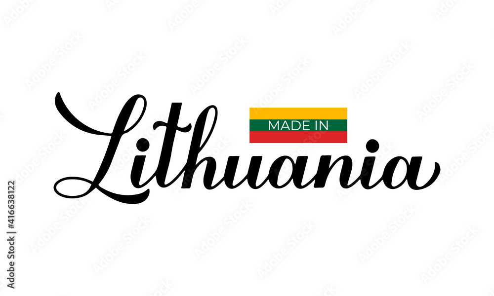 Made in Lithuania handwritten label. Quality mark vector icon ...