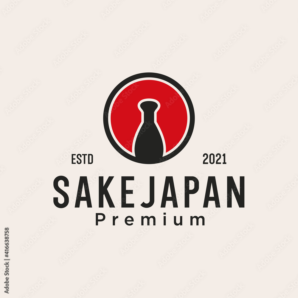 Sake japan logo design, bar and restaurant logo, flat style isolated on ...