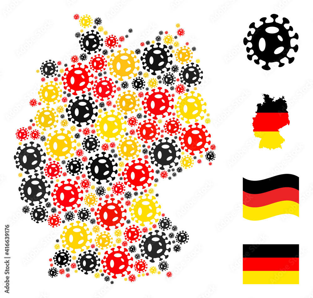 Germany state map mosaic in German flag official colors - red, yellow ...