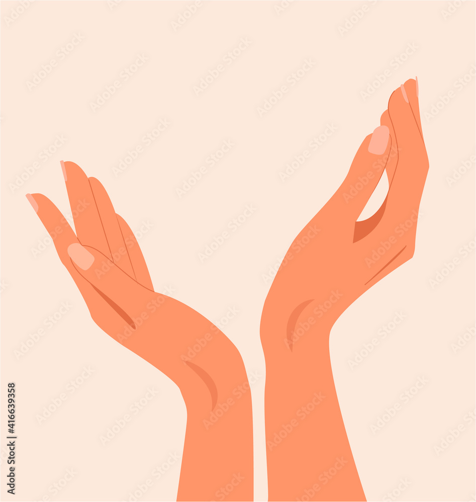 Beautiful Woman Hands gesture. Female hands with manicure. Two female ...