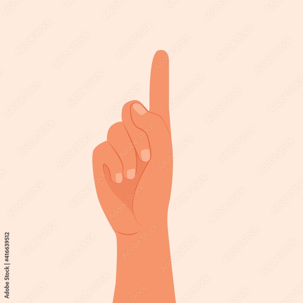 Hand showing one finger vector illustration. Shows the number one with ...