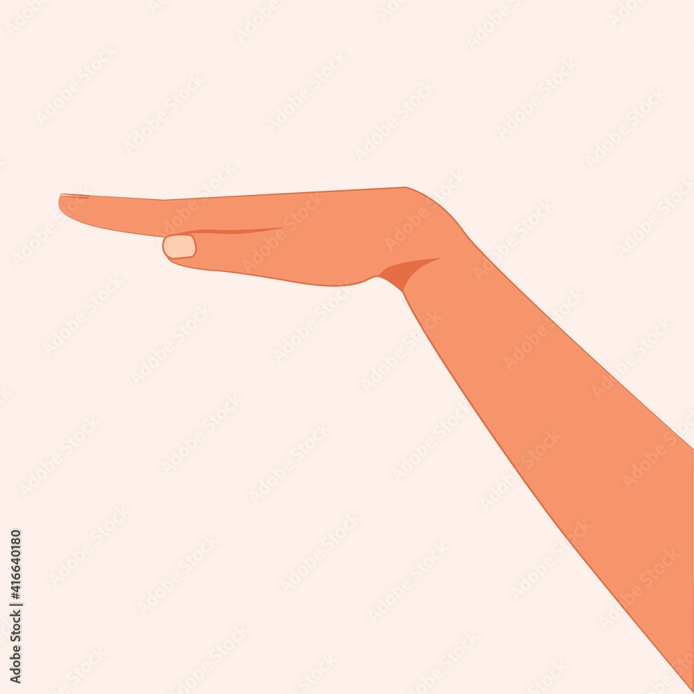 Open palm facing down hand gesture isolated on white background ...