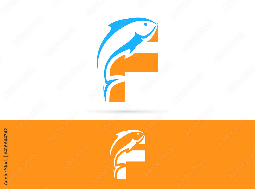 Letter F fish logo design. Vector combination of animals and letter ...