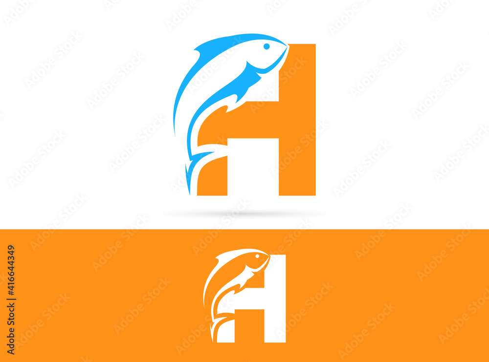 Letter H fish logo design. Vector combination of animals and letter ...