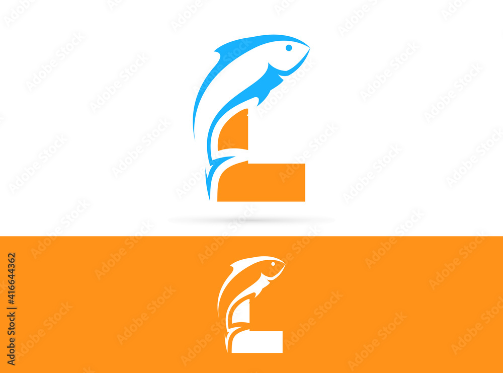 Letter L fish logo design. Vector combination of animals and letter ...