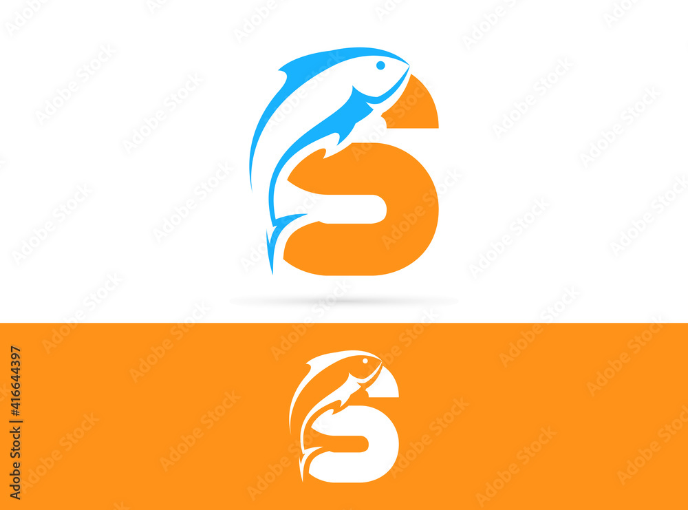 Letter S fish logo design. Vector combination of animals and letter ...