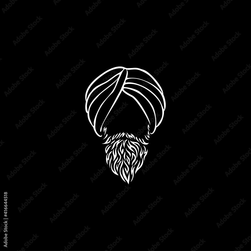 guru logo template design in outline style. Vector illustration. A ...