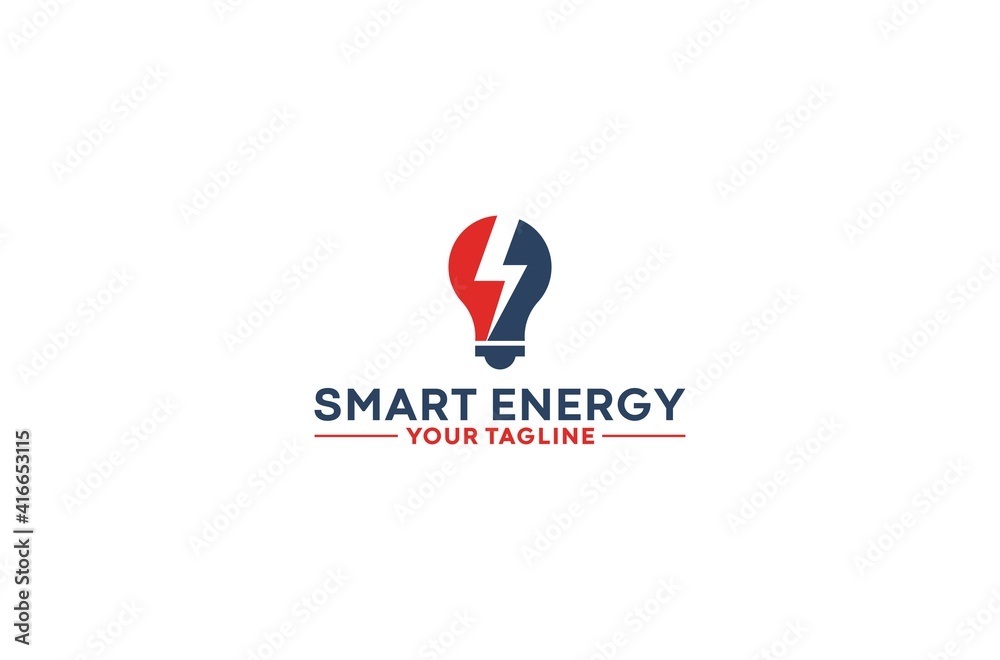 smart energy logo with bulb illustration and energy that reflects smart ...