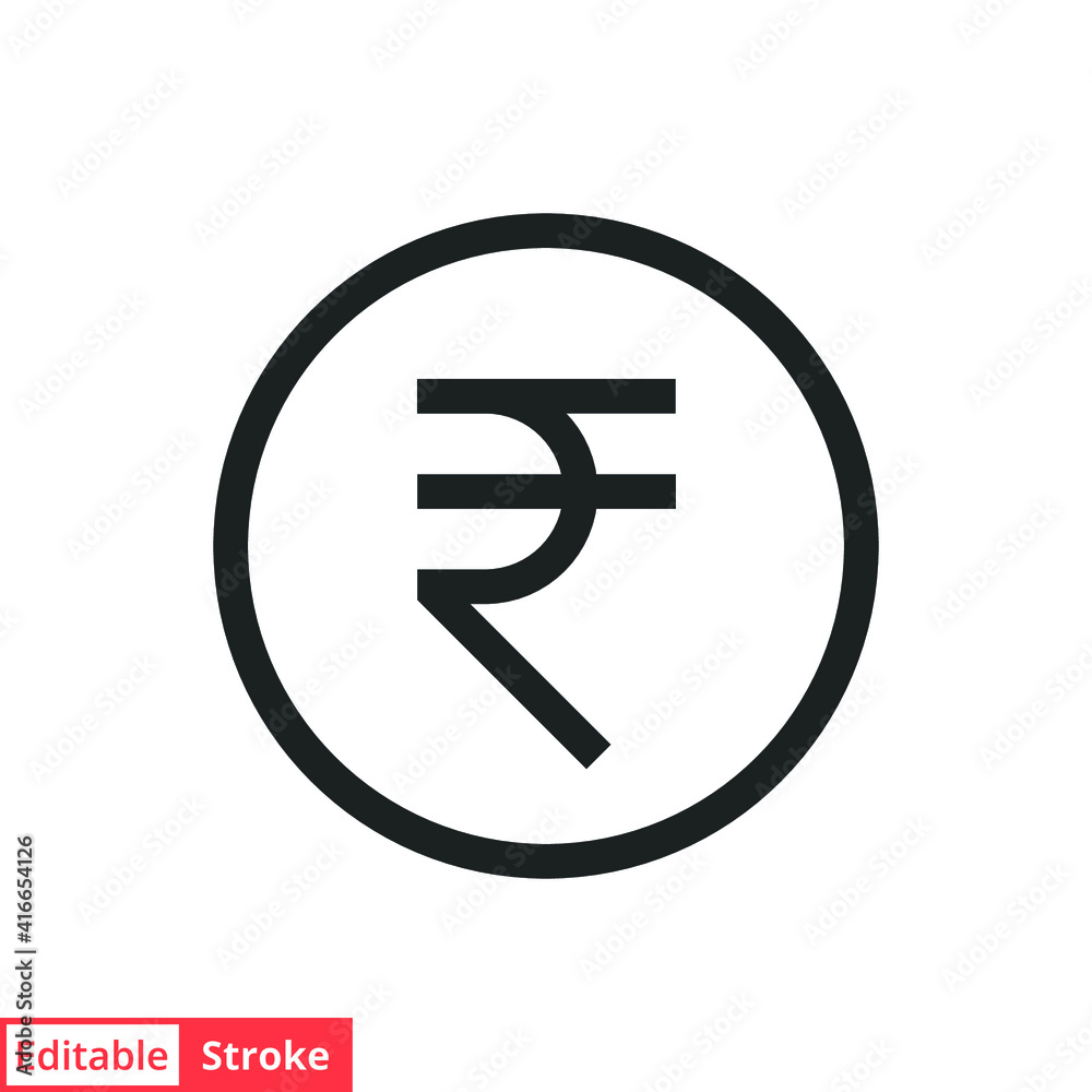 Rupee line icon. Simple outline style, rupee symbol. Bank, money cash ...