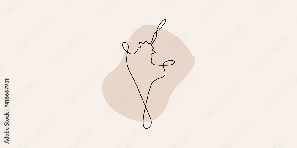 Loving couple is connected by one line. Symbol of love, family and ...