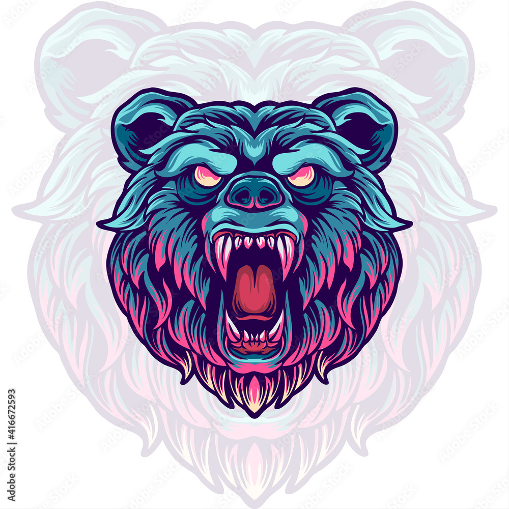 bear head illustration Stock Vector | Adobe Stock