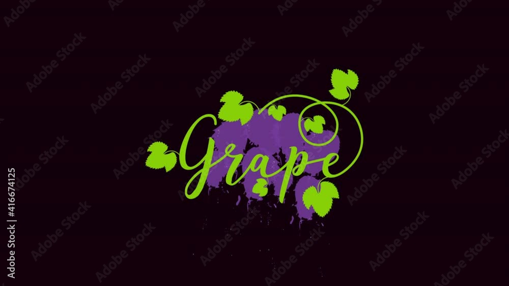 animated grape logo made from lettering and grape brush Stock Video ...
