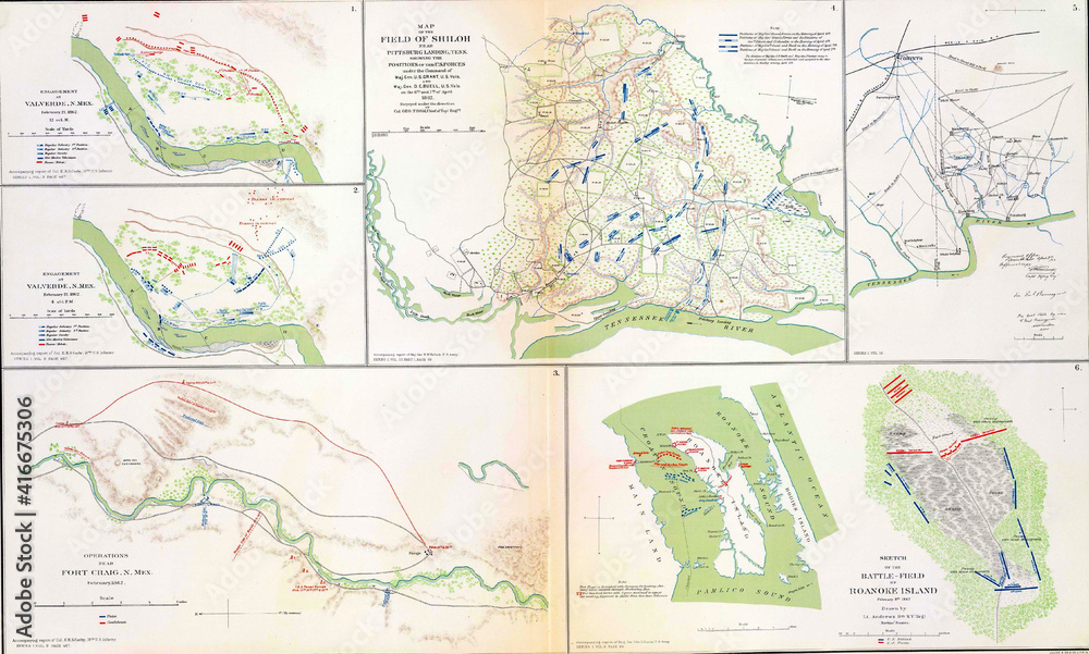 Maps of the battlefields of Shiloh Stock Photo | Adobe Stock