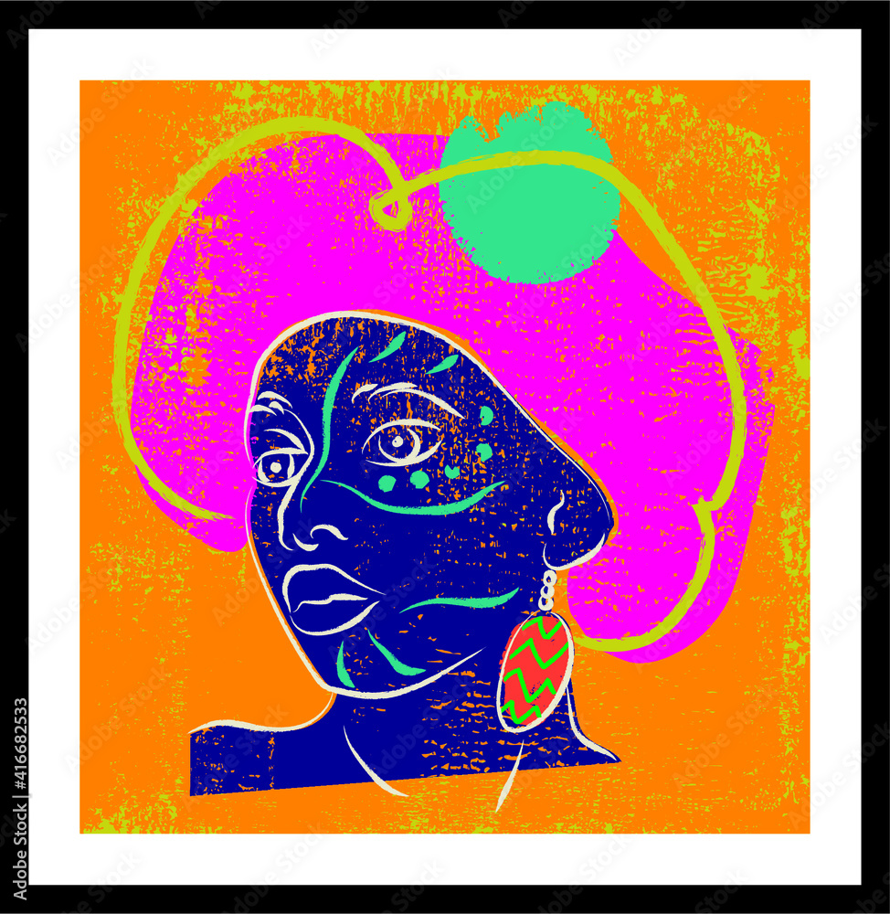 Woman Portrait Sketch Drawing Vector Poster Living Room Poster Wall