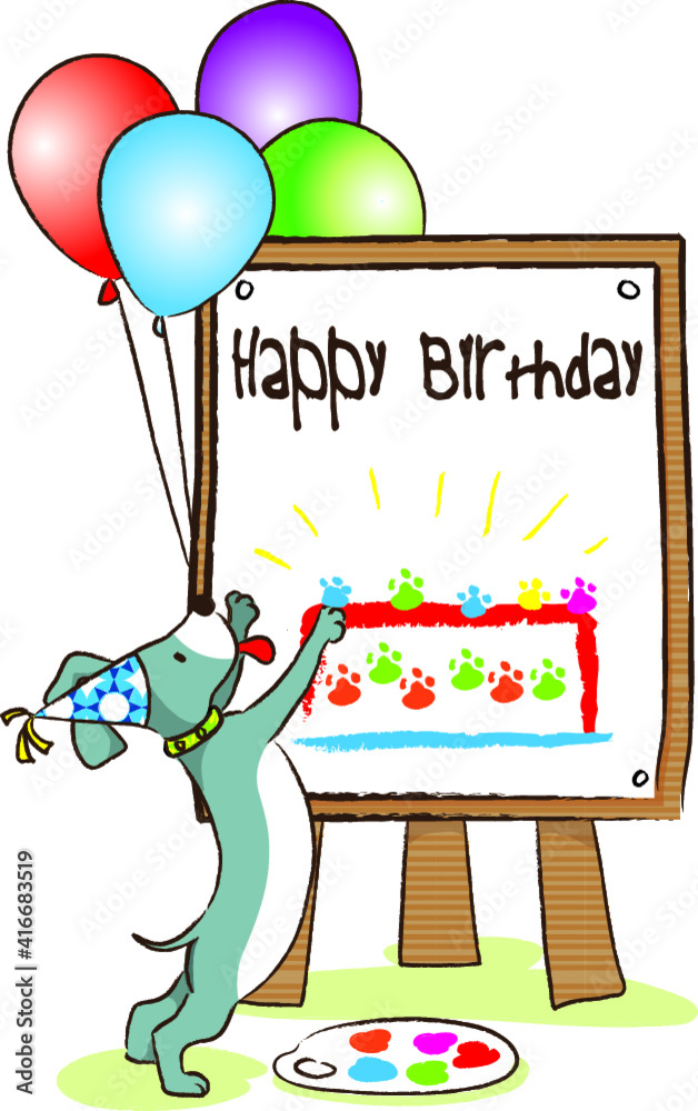 vector cartoon happy birthday card Stock Vector | Adobe Stock