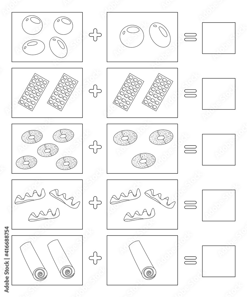 Educational game for kids. Coloring page. Solve math examples for ...