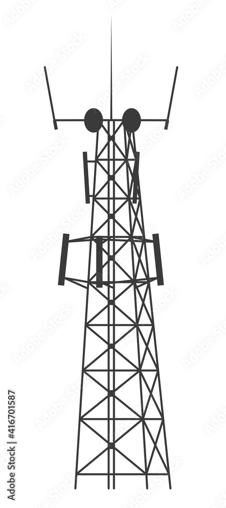 Transmission cellular tower. Mobile and radio communications tower with ...