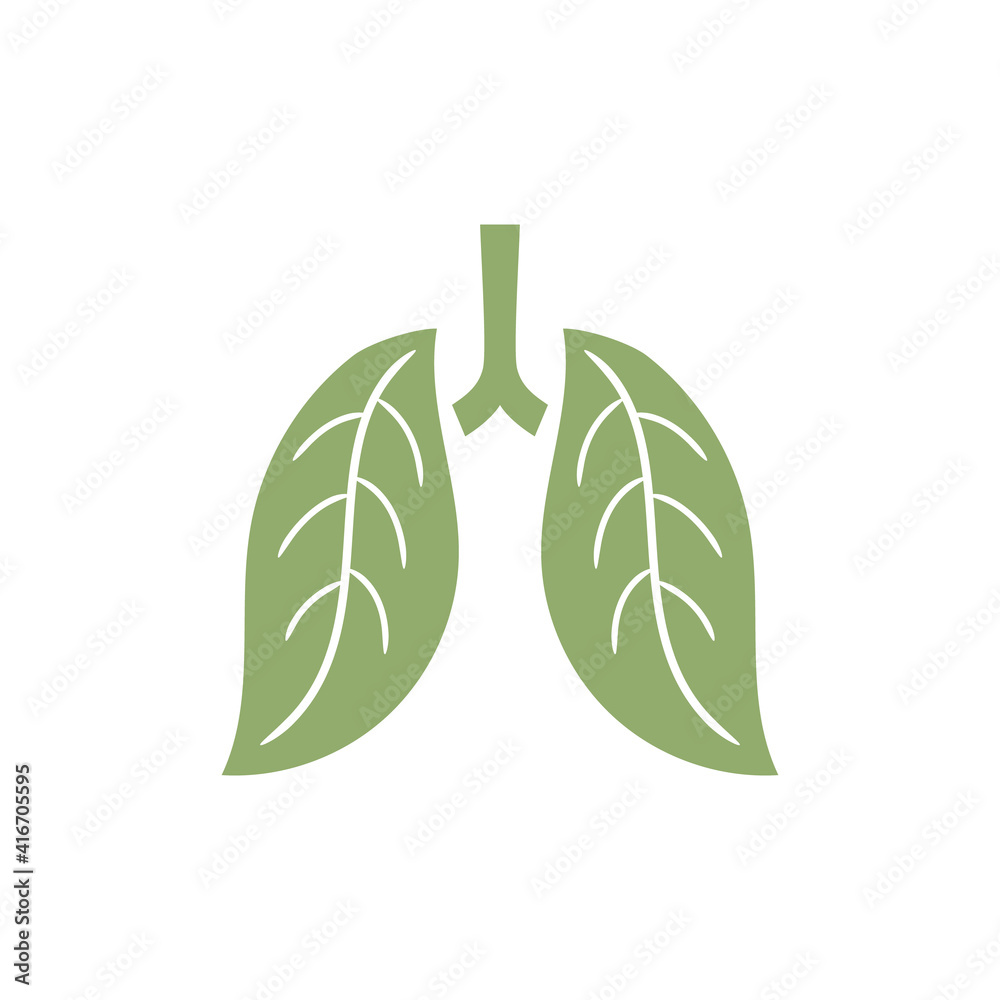 Lungs shaped leaves icon symbol sign healthy breathing vector ...