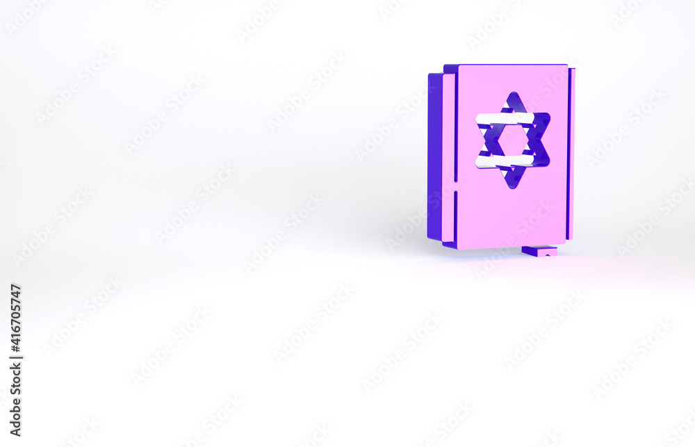 Purple Jewish torah book icon isolated on white background. Pentateuch ...