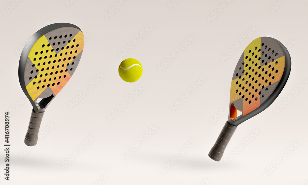 Padel racket and ball 3D rendering Stock Illustration | Adobe Stock