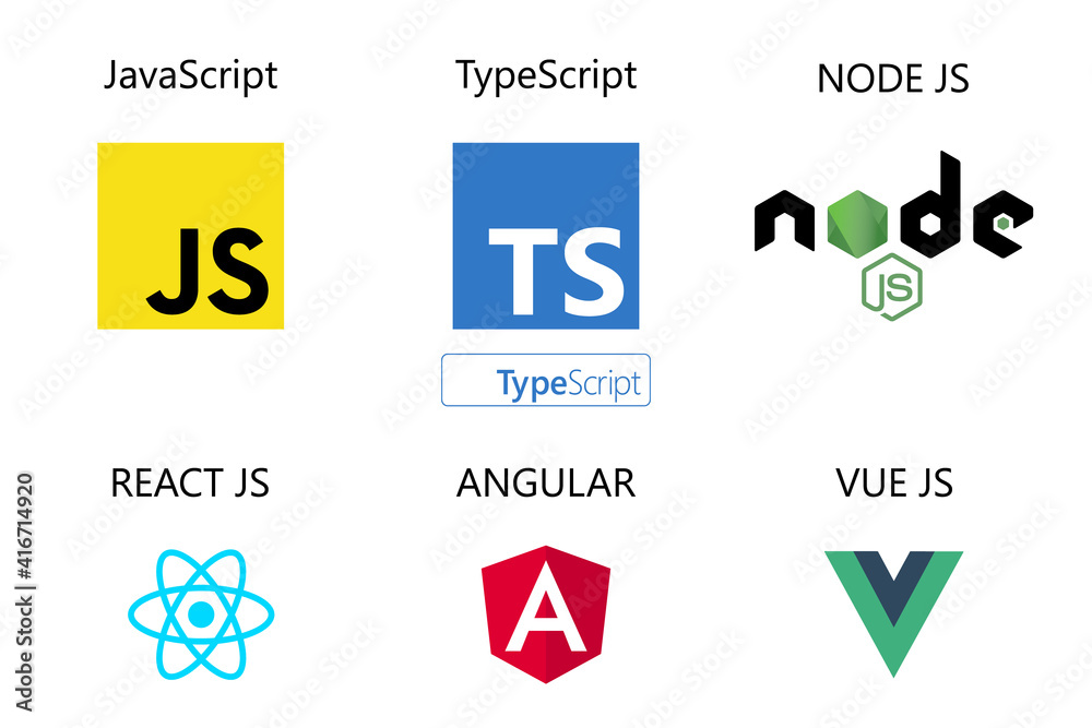 Vetor De Vector Collection Of Web Development Signs Javascript Typescript React Js Angular
