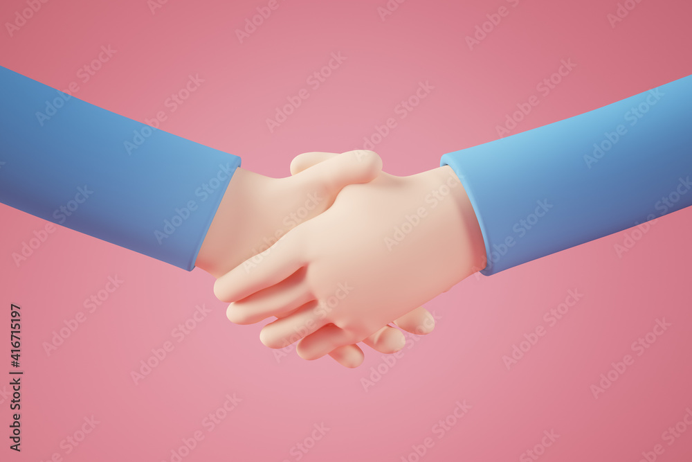 Cartoon hand shake Stock Illustration | Adobe Stock