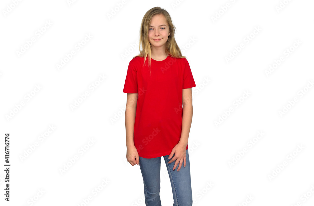 Attractive Young Female Model, Teenage Girl wearing a Red Designer ...