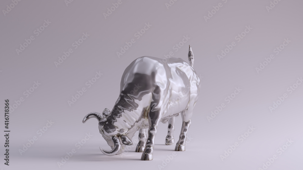 Poster Silver Muscular Bull 3d illustration render – Wall Art | UkPosters