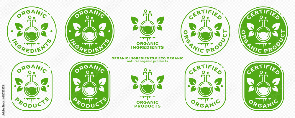 Conceptual marks for product packaging. Labeling - organic ingredients ...