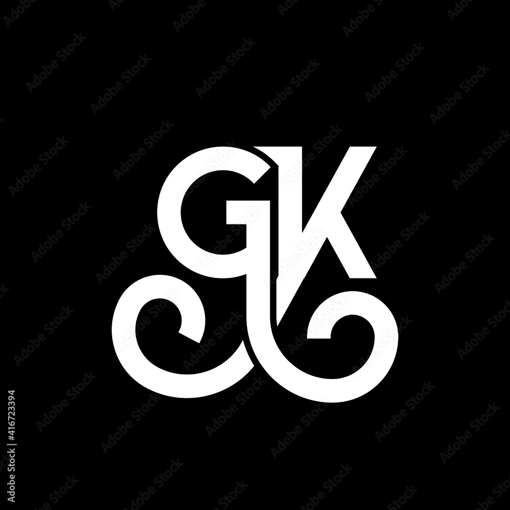 GK letter logo design on black background. GK creative initials letter ...