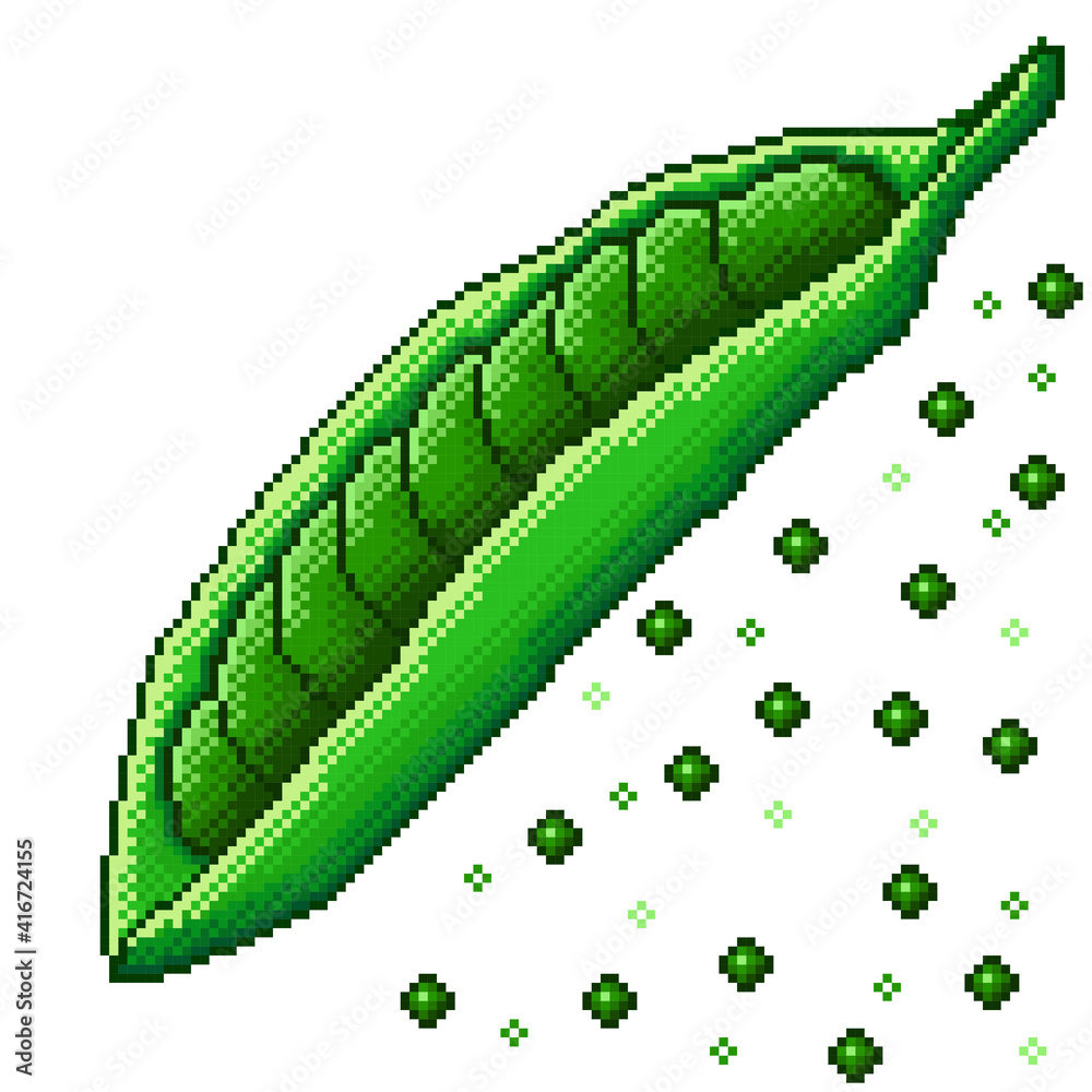 Pisum sativum pixel art. Vector illustration. Peas pixel art. Stock ...