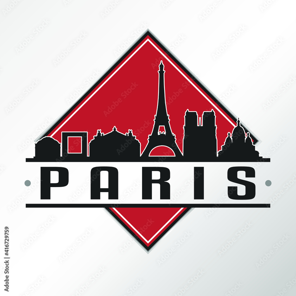 Paris France Skyline Logo. Adventure Landscape Design. Vector ...