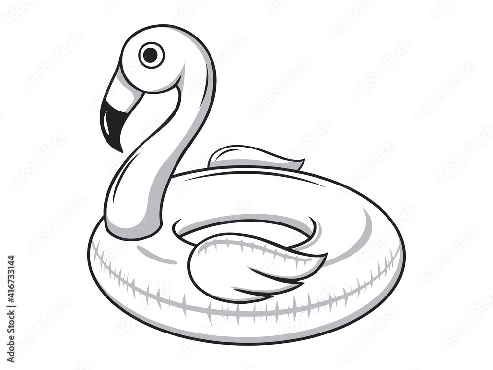 rubber ring for swimming, flamingo. Vector illustration. Isolated on ...