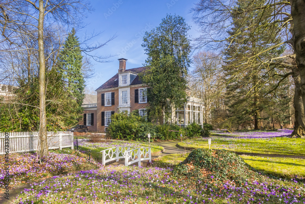 Garden of the Overcingel mansion in spring in Assen, Netherlands Stock ...