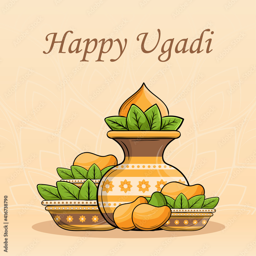 happy ugadi concept design, banner ugadi, poster ugadi Stock Vector ...