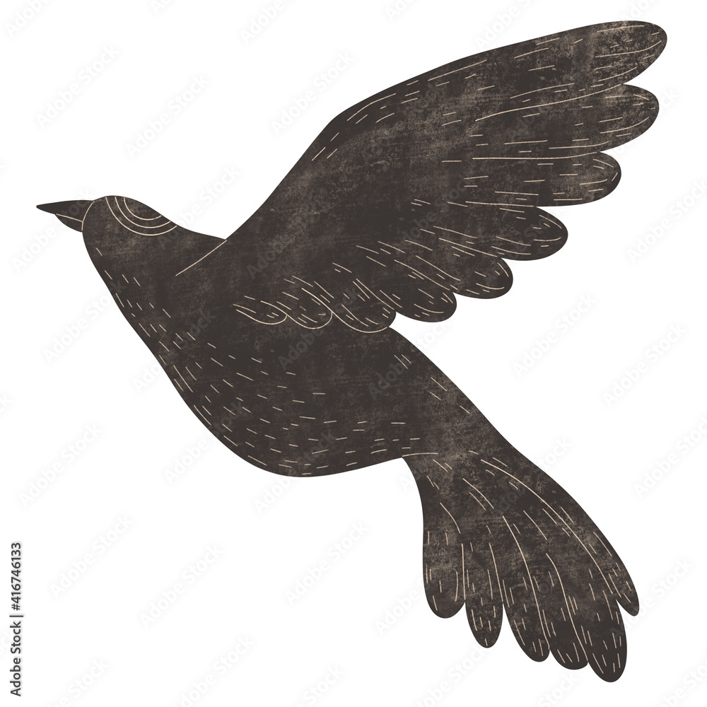 Raster realistic bird. Illustration can be used for party invitation ...