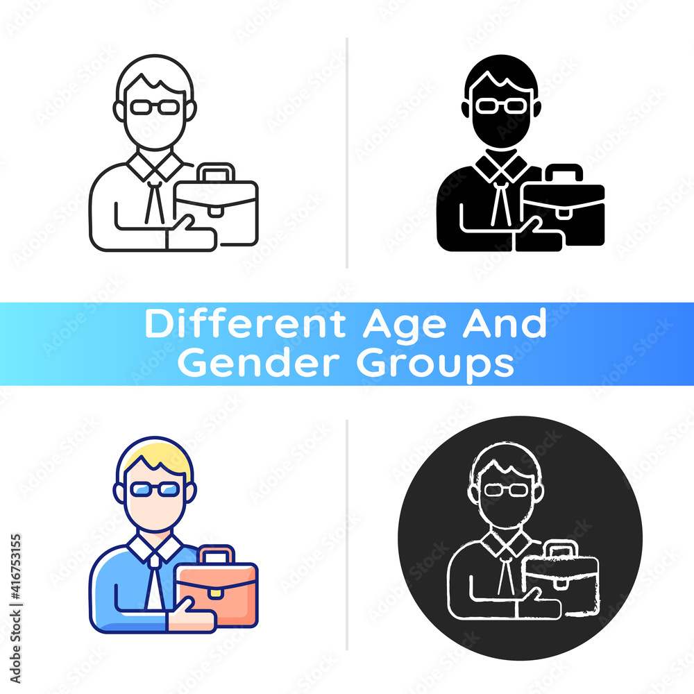 Male adult icon. Middle-aged man. Midlife reevaluation. Fully developed ...