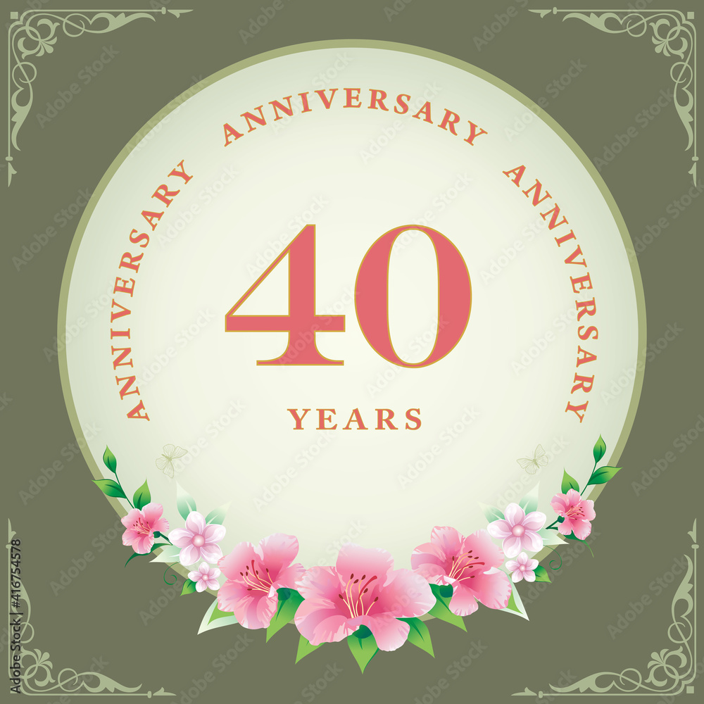 40th Anniversary celebration, greeting card, background with floral ...