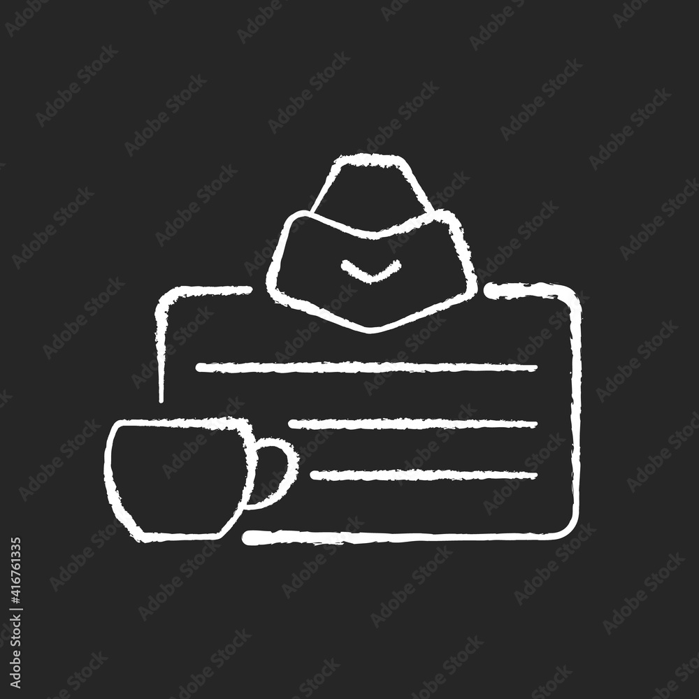 Flight attendant license chalk white icon on black background ...