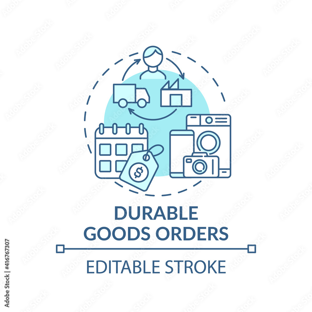 Durable goods orders concept icon. Manufacturers for delivery idea thin ...