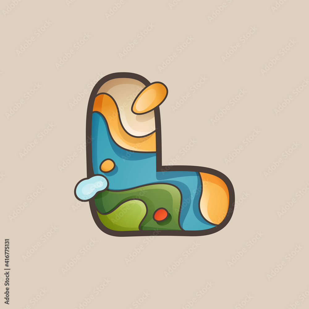 Letter L logo with topographic map line pattern. Stock Vector | Adobe Stock