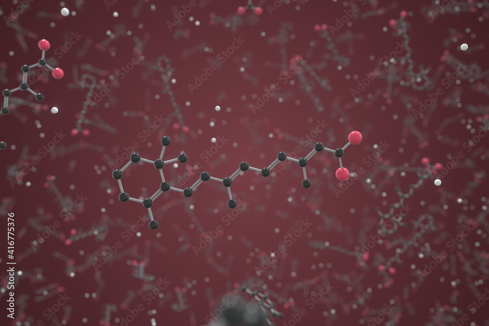 Molecule of retinoic acid. Molecular model, science related 3d ...