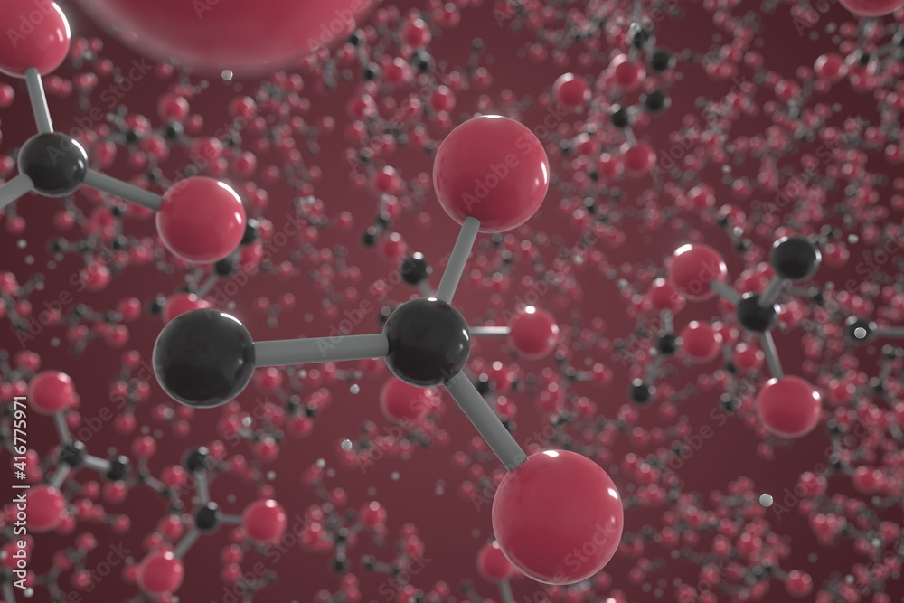 Molecule of acetic acid. Molecular model, science related 3d rendering ...