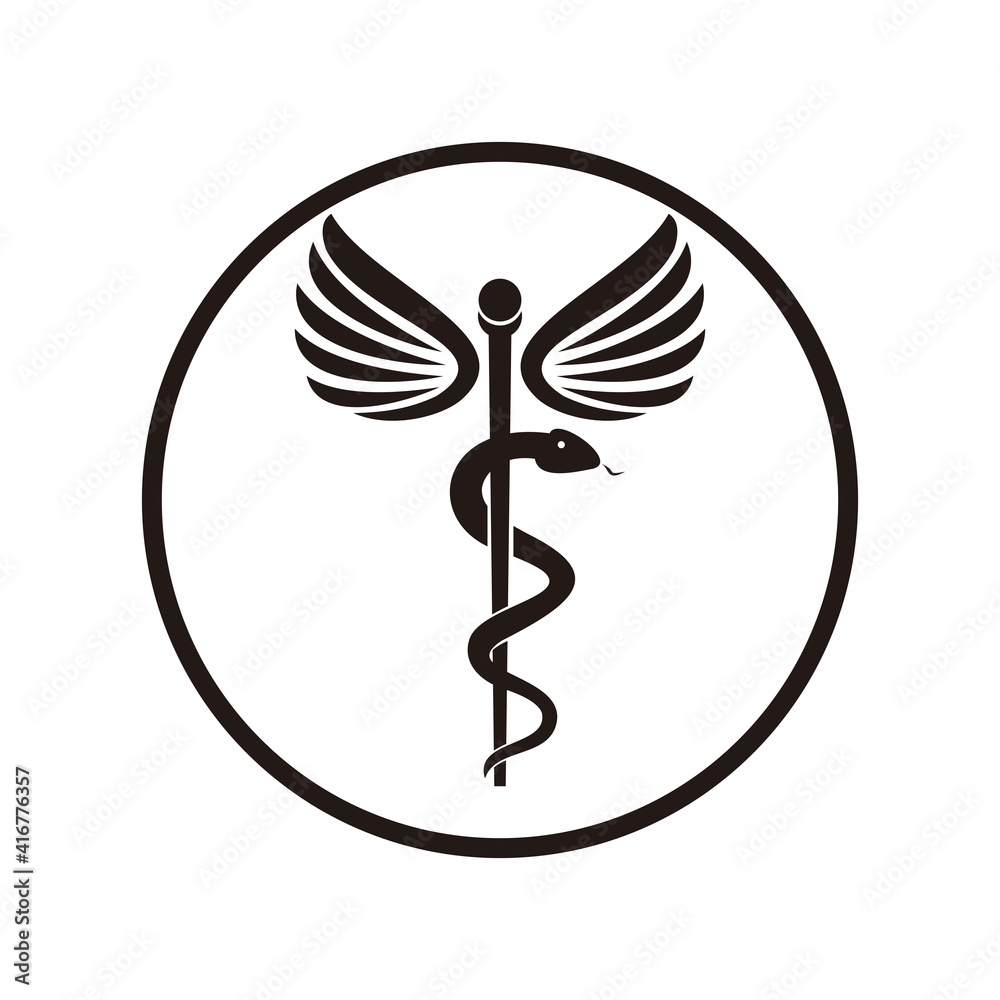 Medical or Healthcare symbol - Staff of Asclepius or Caduceus with ...
