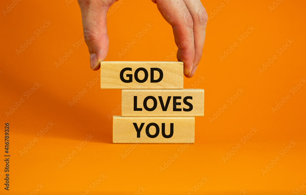 God loves you symbol. Concept words 'God loves you' on wooden blocks on ...